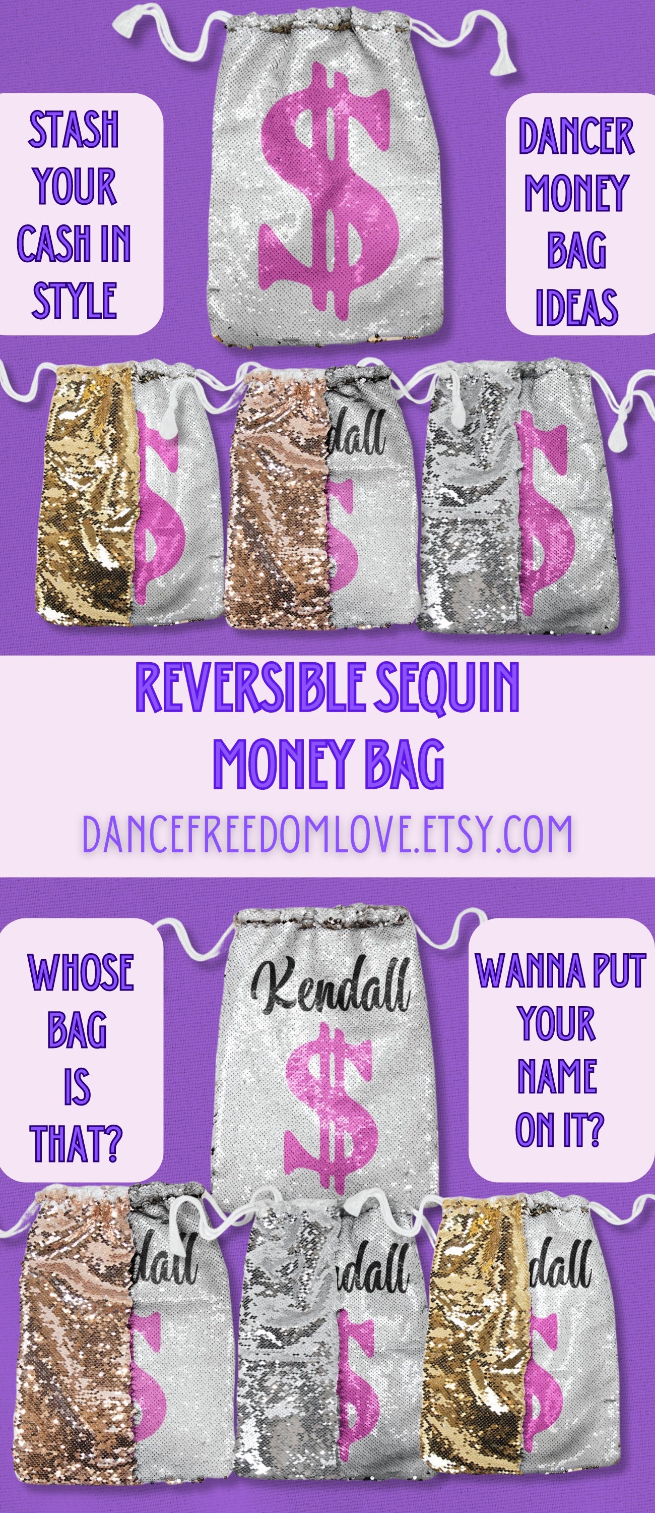 Sequin Pull String Money Bag for Stripper Gift for Exotic Dancer ...