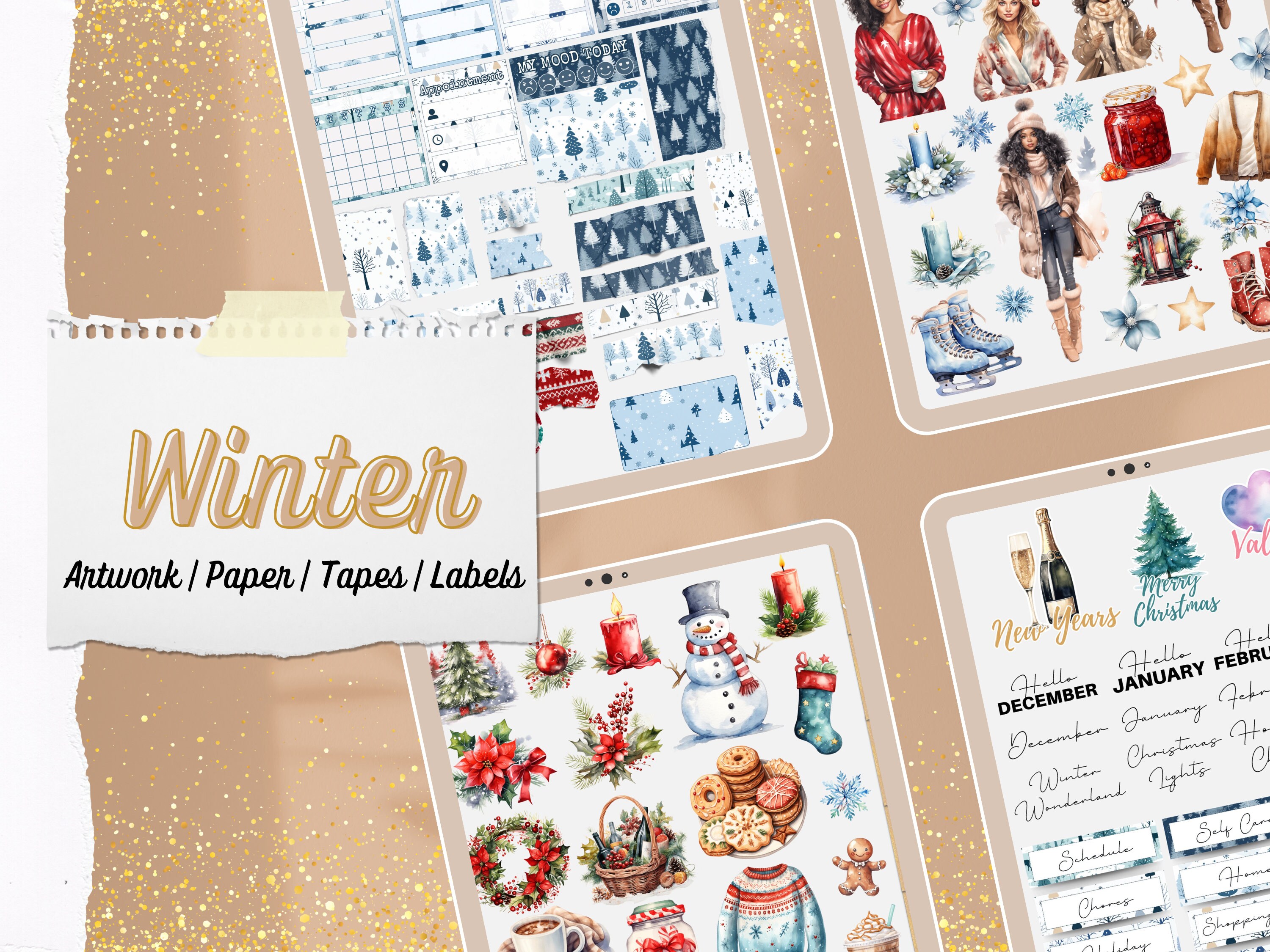 Digital Stickers Four Seasons, Digital Stickers, Goodnotes Stickers ...