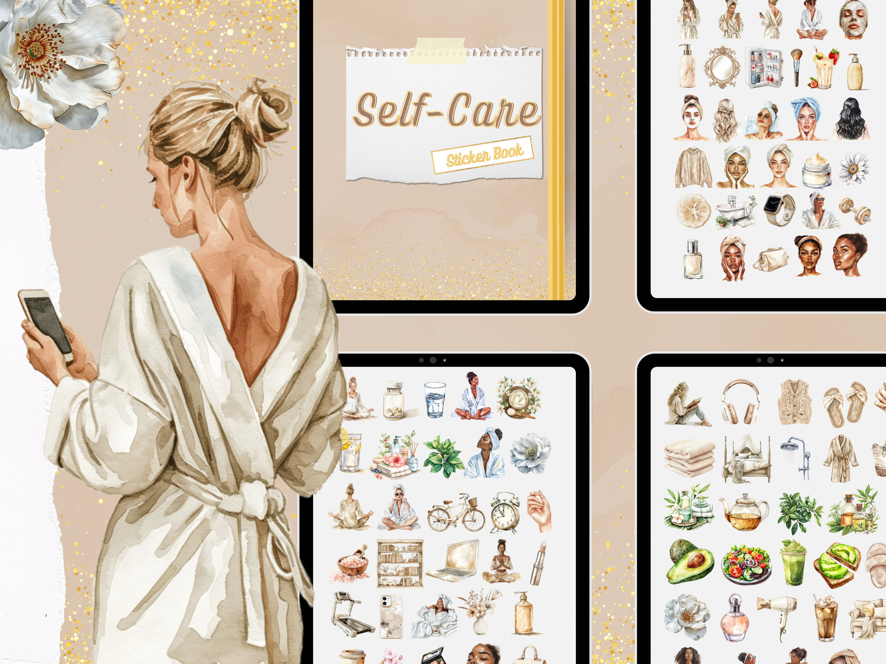 Self Care Digital Stickers, Self-care Goodnotes,92 Beauty Digital ...