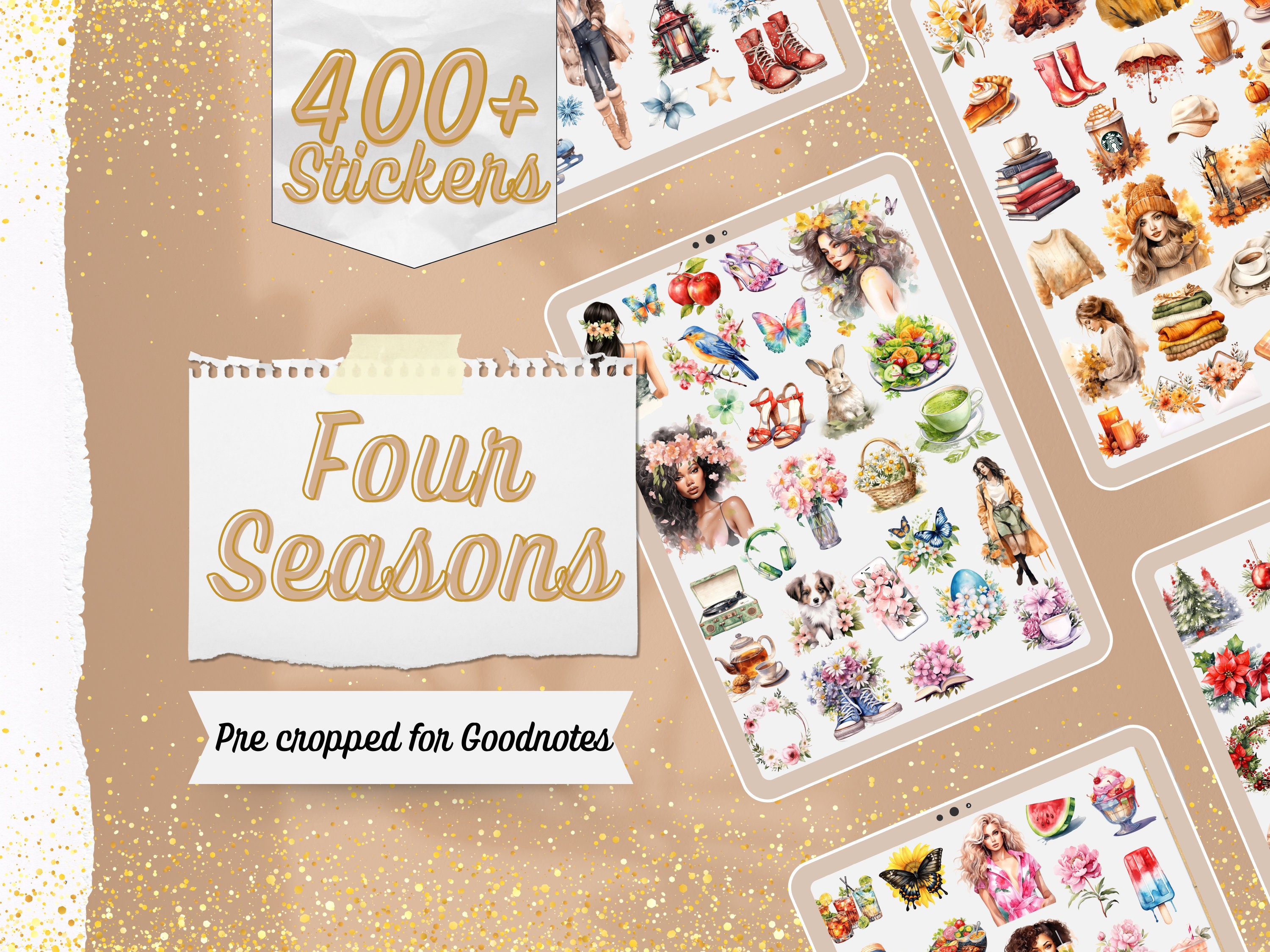 Digital Stickers Four Seasons, Digital Stickers, Goodnotes Stickers ...