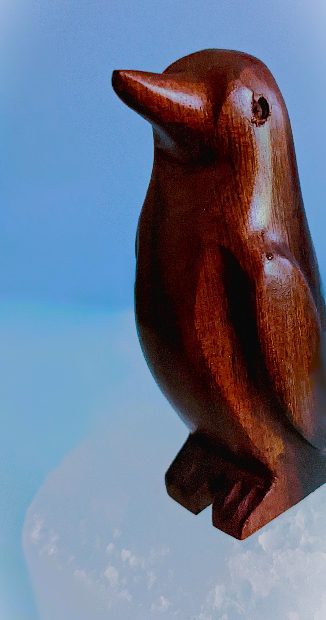 Tabletop Penguin Figurine, Wooden Emperor Penguin Carving, Handcrafted ...