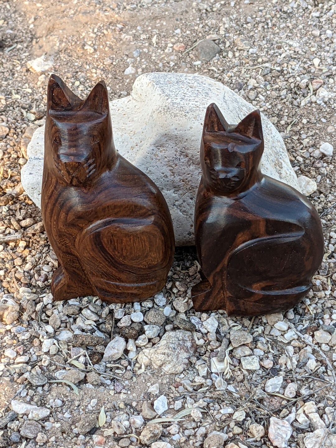 Vintage Ironwood Cat Figurine, Ironwood Cat Display, Vintage Dark Wood ...