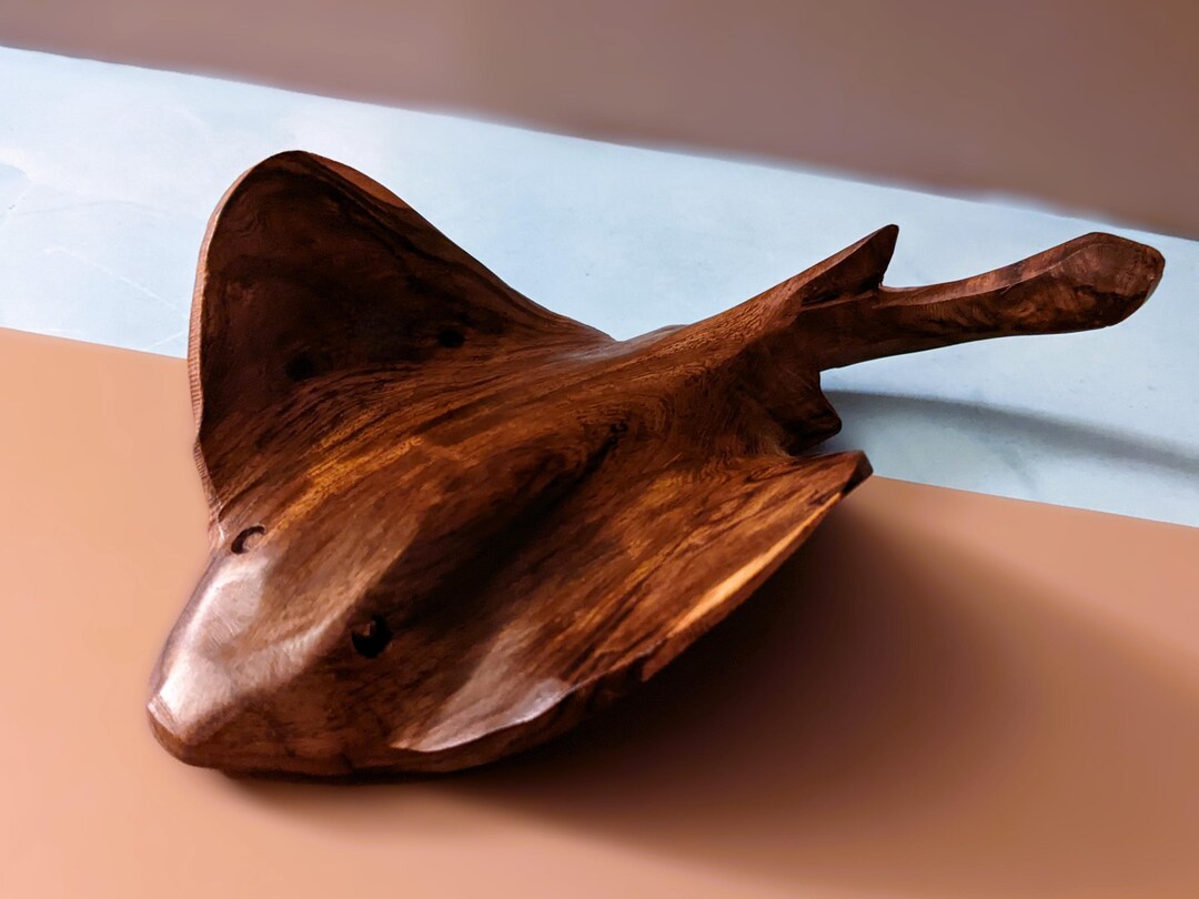 Sting Ray Figurine, Sting Ray Sculpture, Ironwood Sting Ray Carving ...