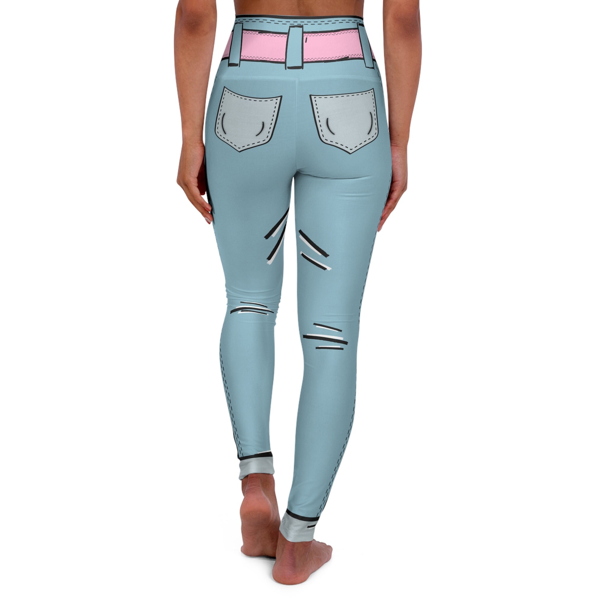 Cartoonized Yoga Leggings, Cartoon, Doodle, High Waisted, Tummy Control ...