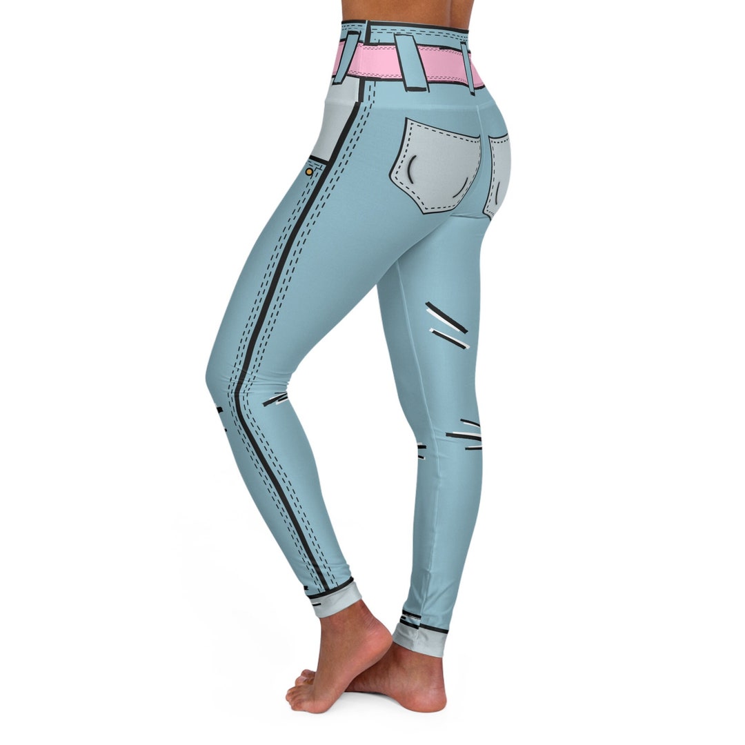 Cartoonized Yoga Leggings, Cartoon, Doodle, High Waisted, Tummy Control ...