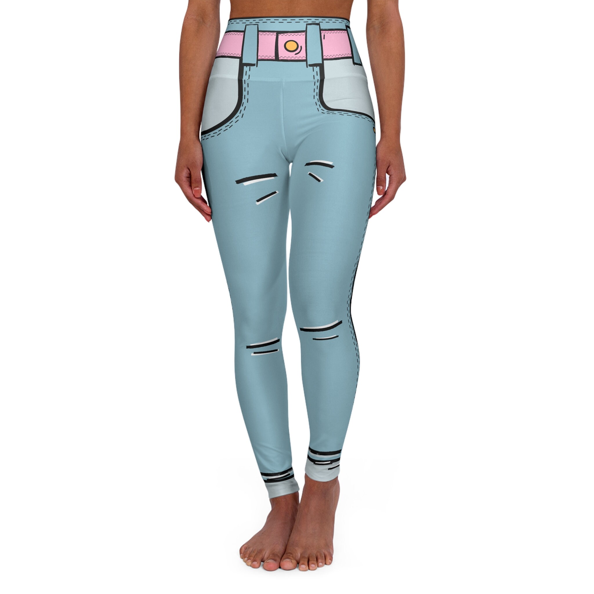 Cartoonized Yoga Leggings, Cartoon, Doodle, High Waisted, Tummy Control ...