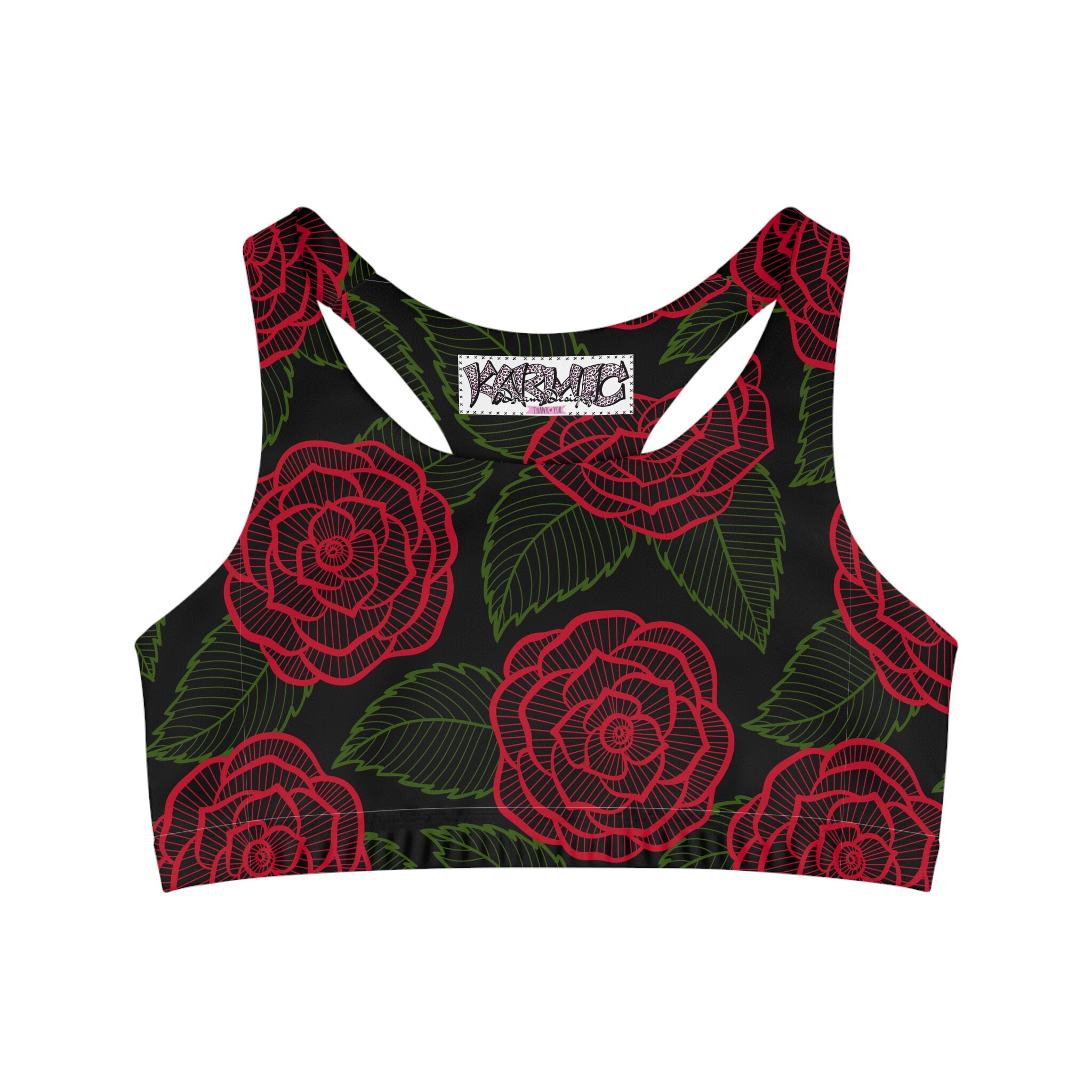 Rose Pattern Seamless Soft Sports Bra - Etsy