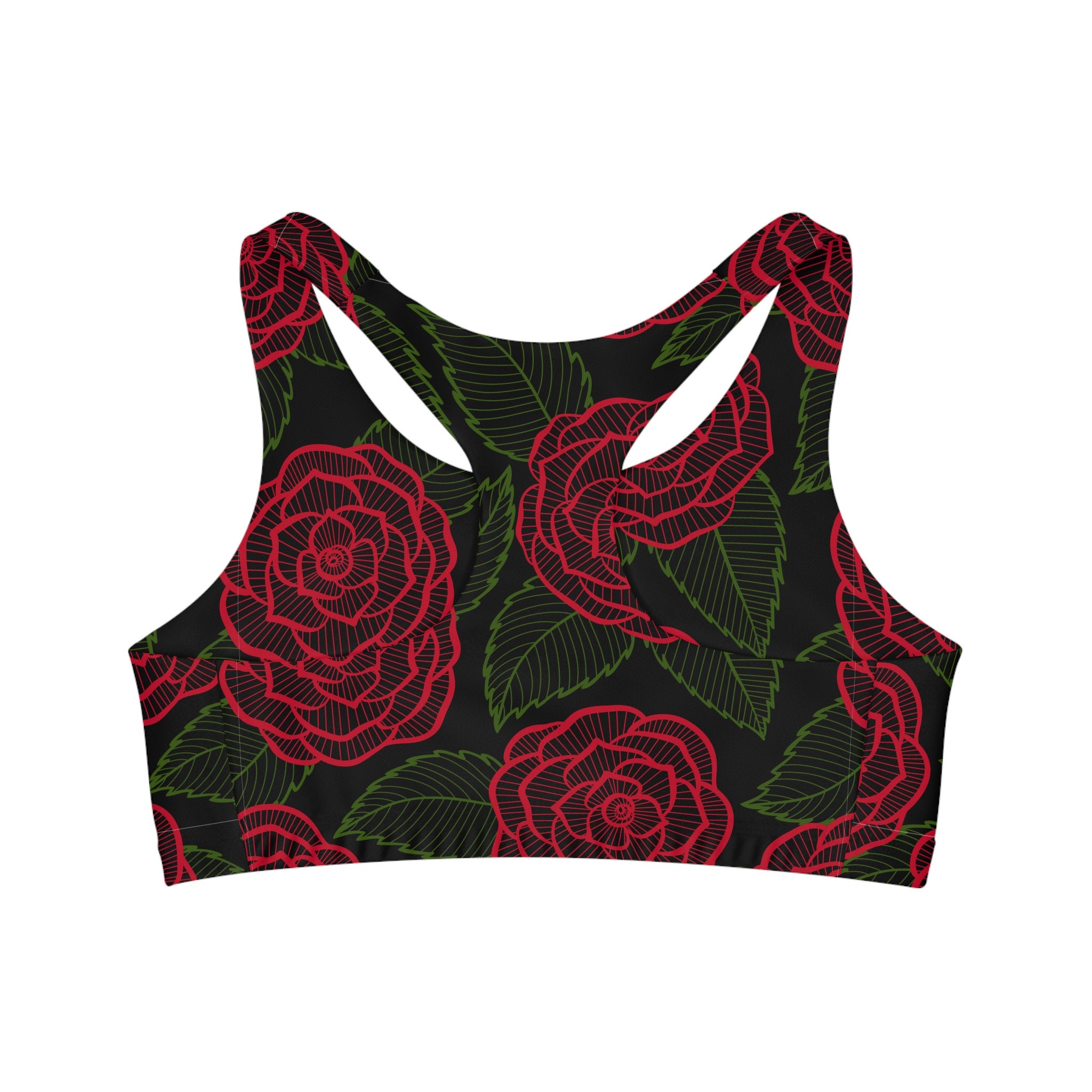 Rose Pattern Seamless Soft Sports Bra - Etsy