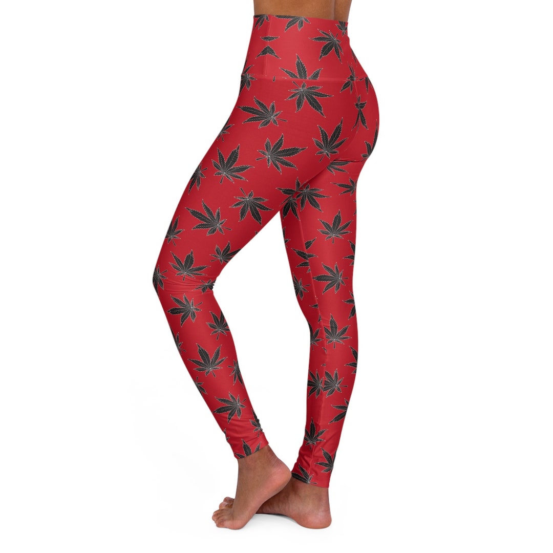 Marijuana Leggings, Weed Yoga Pants, High Waisted, Tummy Control, Ganja ...