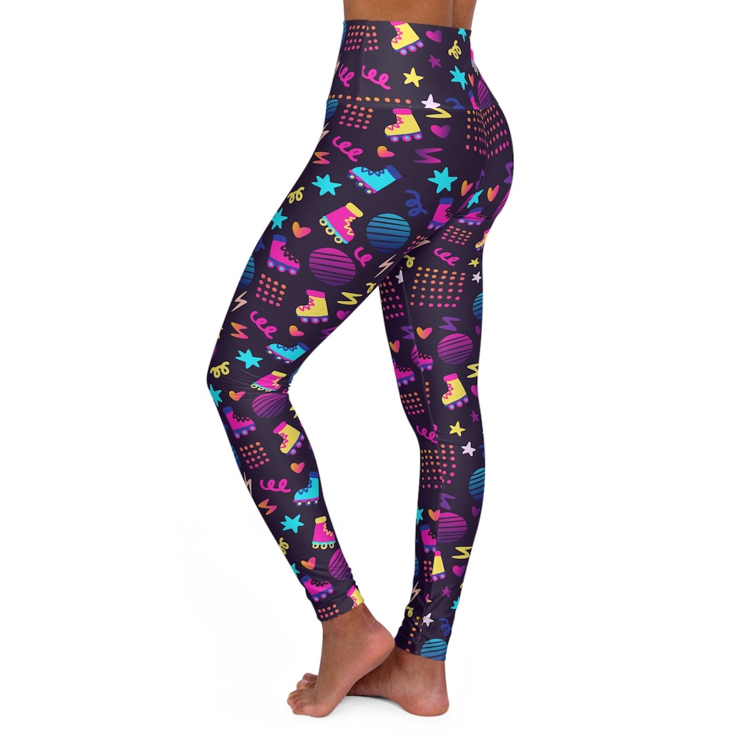 Retro Leggings, Vintage Yoga Pants, Skates, Disco Leggings Spandex ...