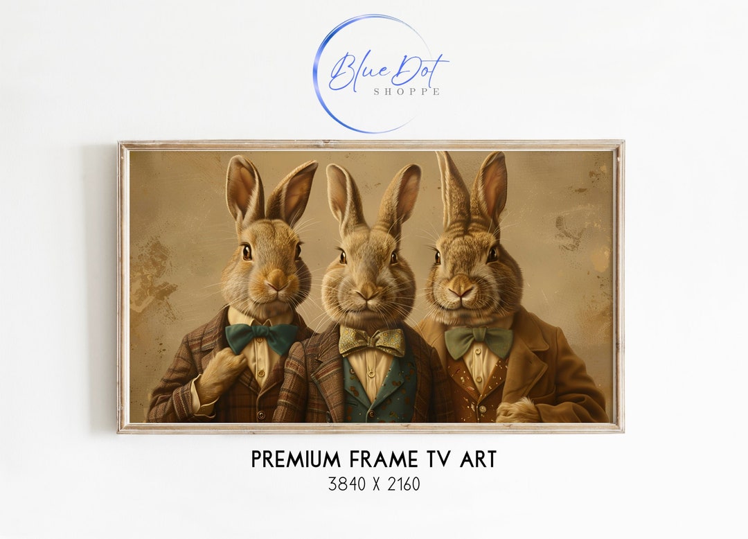 Elegant Rabbits Samsung Frame Tv Art Anytime Art TV Decor Gentleman ...