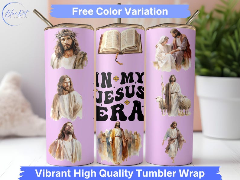 Jesus Tumbler Wrap, in My Jesus Era 20 Oz Skinny Tumbler Seamless ...