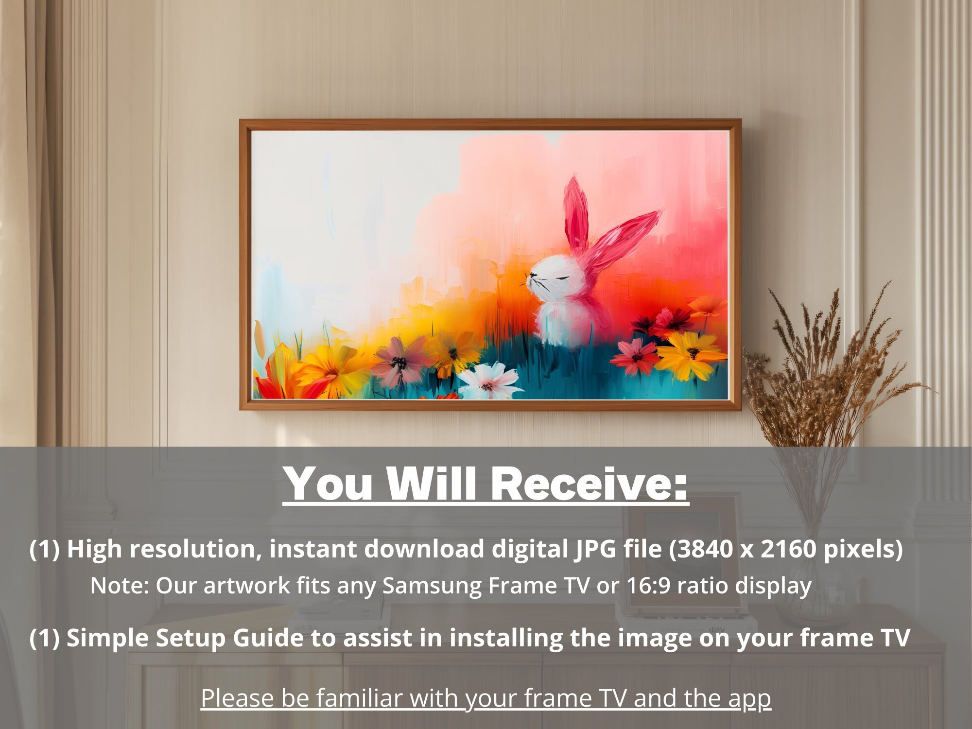 Bunny in a Flower Field Samsung Frame Tv Art Spring Art TV Decor Rabbit ...