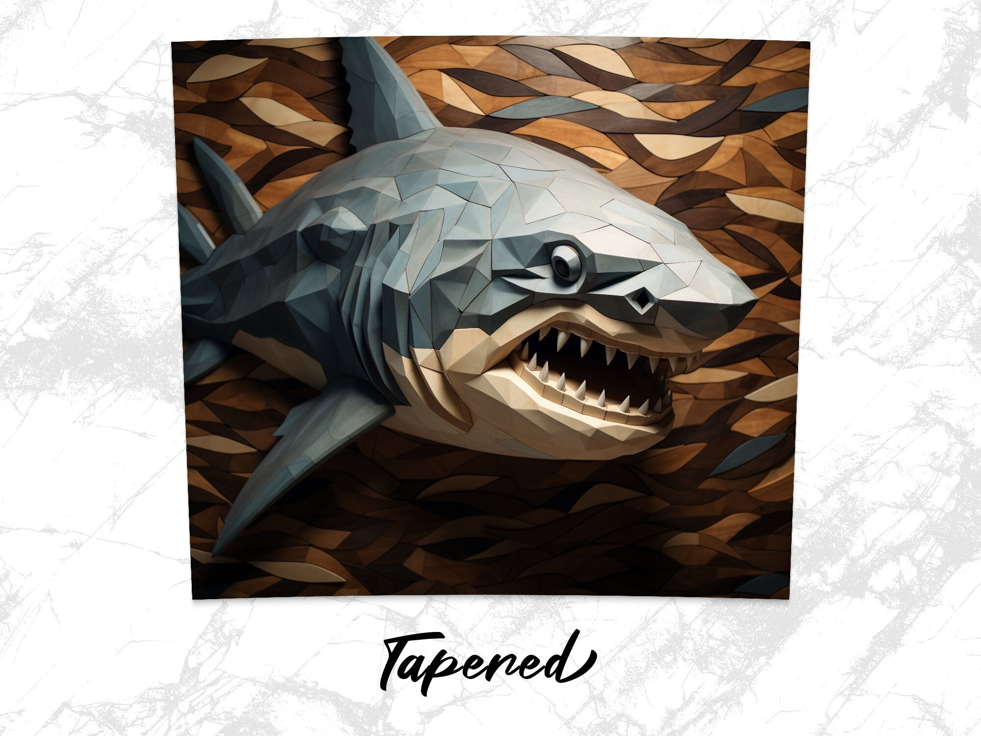 3D Shark Wooden 3D Animal Tumbler Wrap 20 Oz Skinny Tumbler Sublimation ...