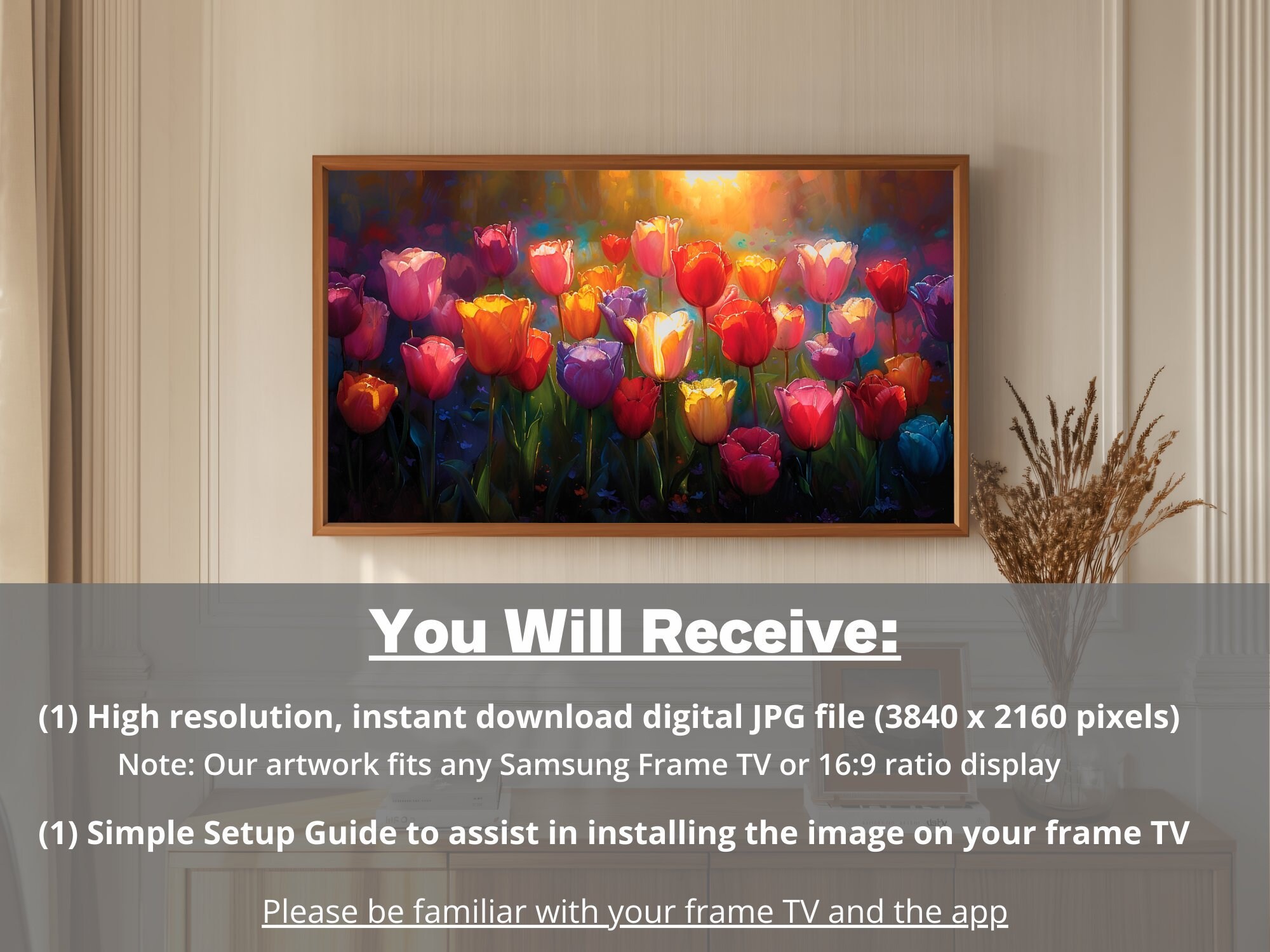 Colorful Tulips Samsung Frame TV Art, Vibrant Spring Art Tv Decor ...