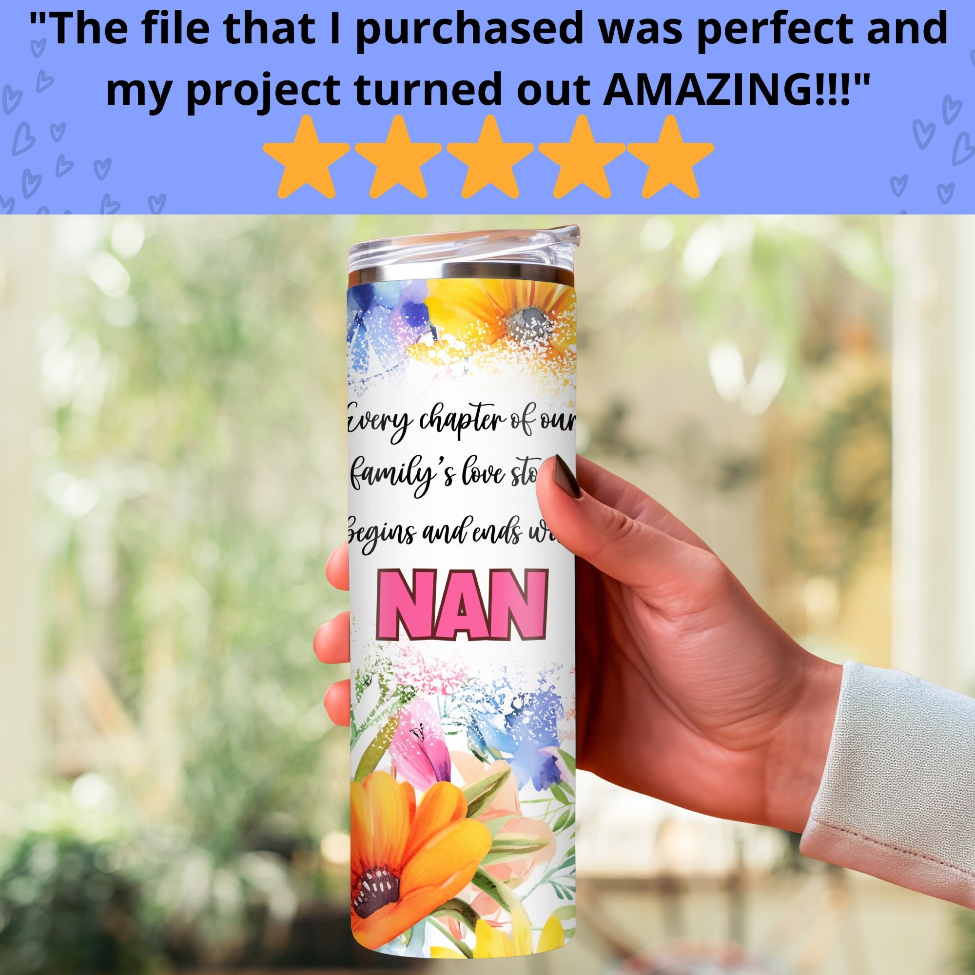 Nan Colorful Floral Tumbler Wrap, 20 Oz Skinny Tumbler Seamless ...