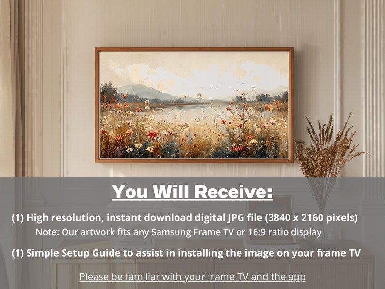 Wildflower Samsung Frame TV Art, Digital Art for Frame TV, Spring Art ...