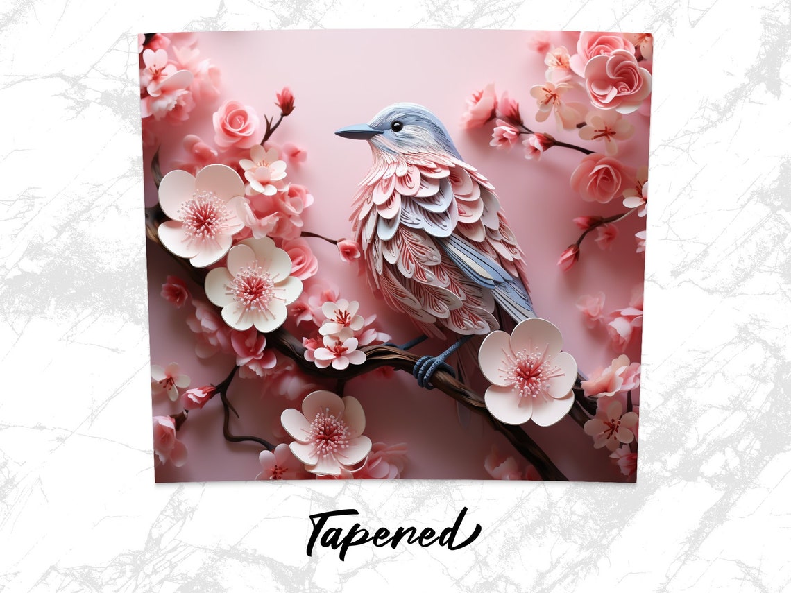 3D Tumbler Wrap 3D Robin Cherry Blossom 20 Oz Skinny Tumbler ...