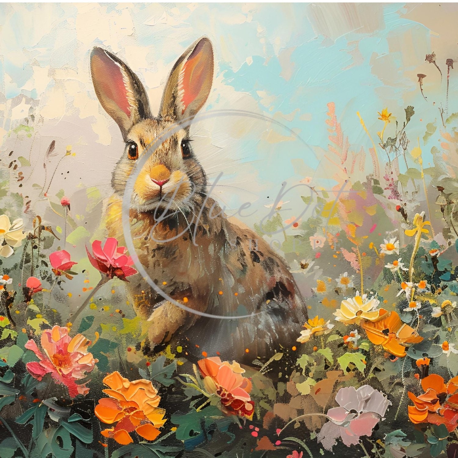 Rabbit in Flower Garden Samsung Frame Tv Art Spring Art TV Decor Bunny ...