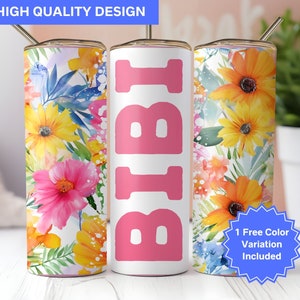 Bibi Colorful Floral Tumbler Wrap, 20 Oz Skinny Tumbler Seamless ...