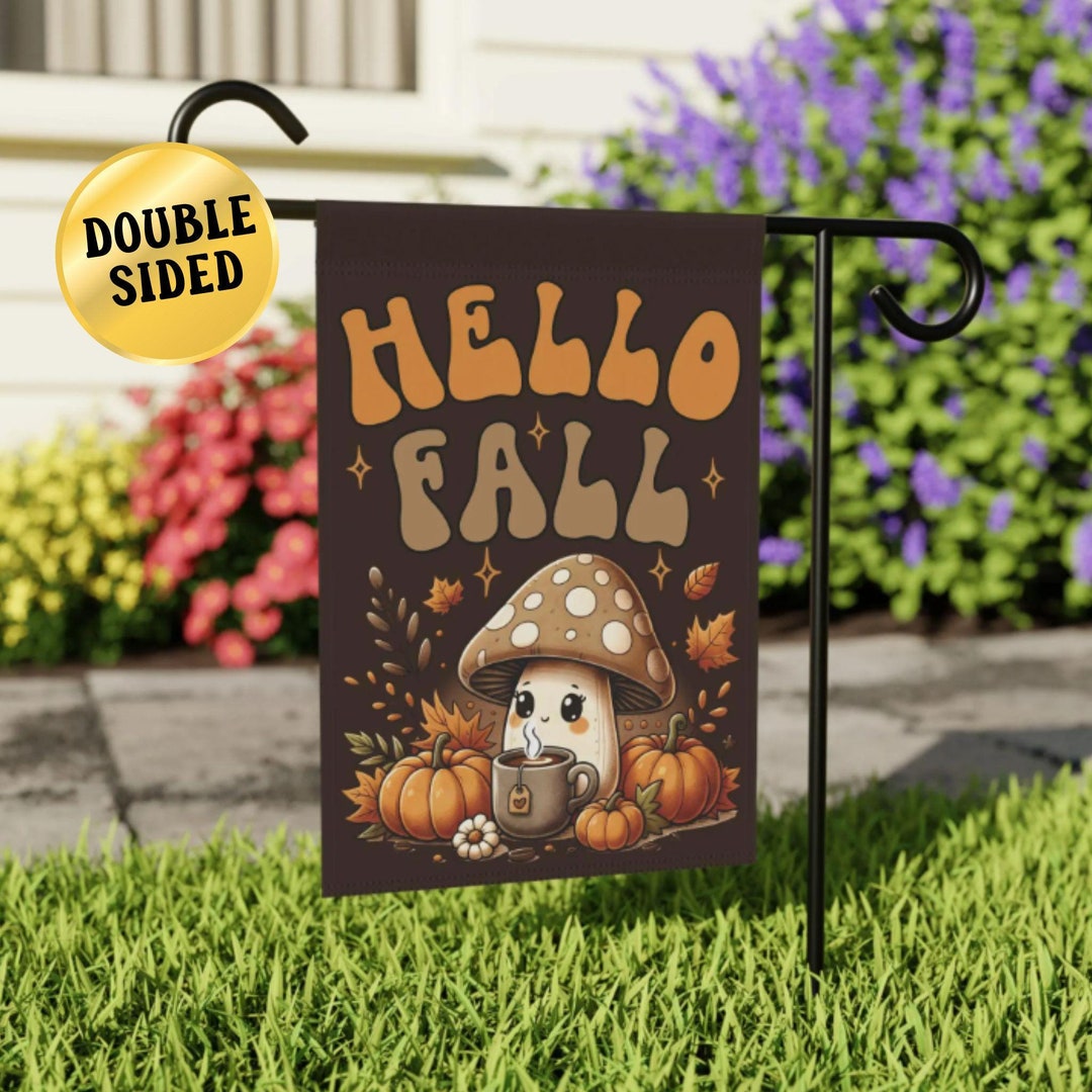 Hello Fall Garden Flag Welcome Fall Banner Autumn Garden Banner Happy ...