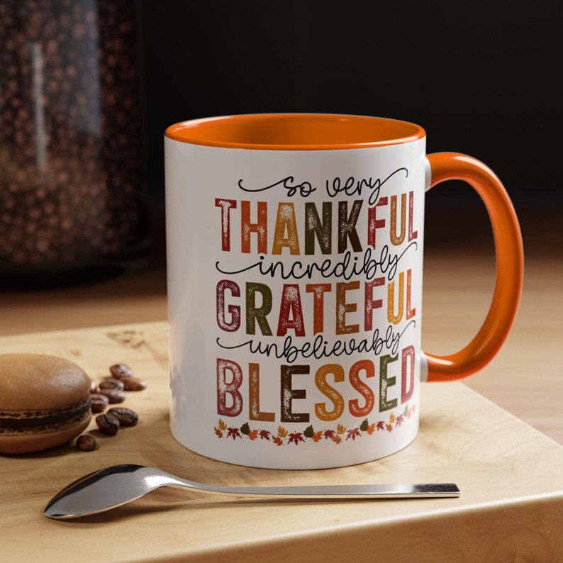 Thankful Grateful Blessed Coffee Mug: Autumn Ceramic Fall Gift - Etsy