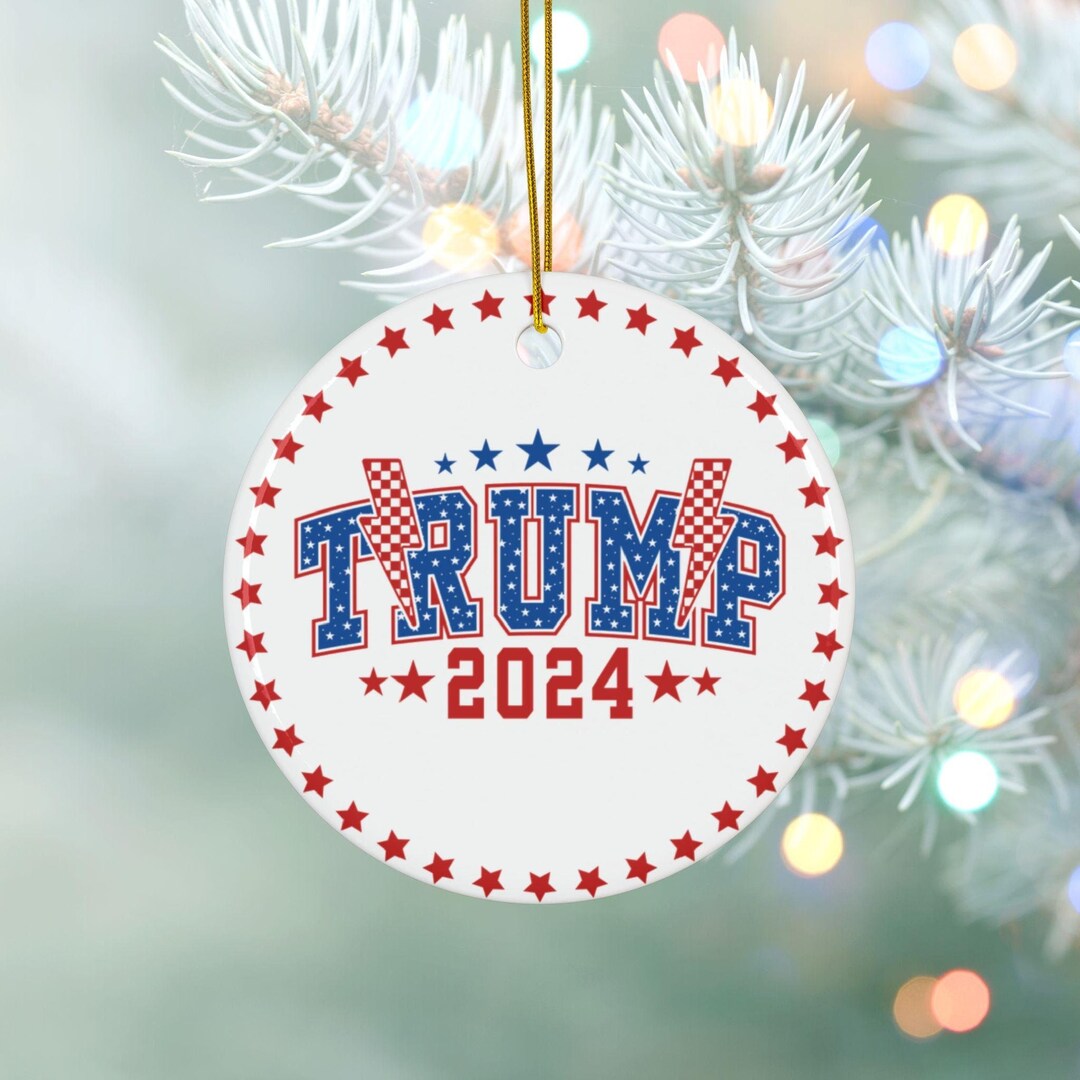 Trump 2024 Ornaments, Double-sided Ceramic, Trump Holiday Decor ...