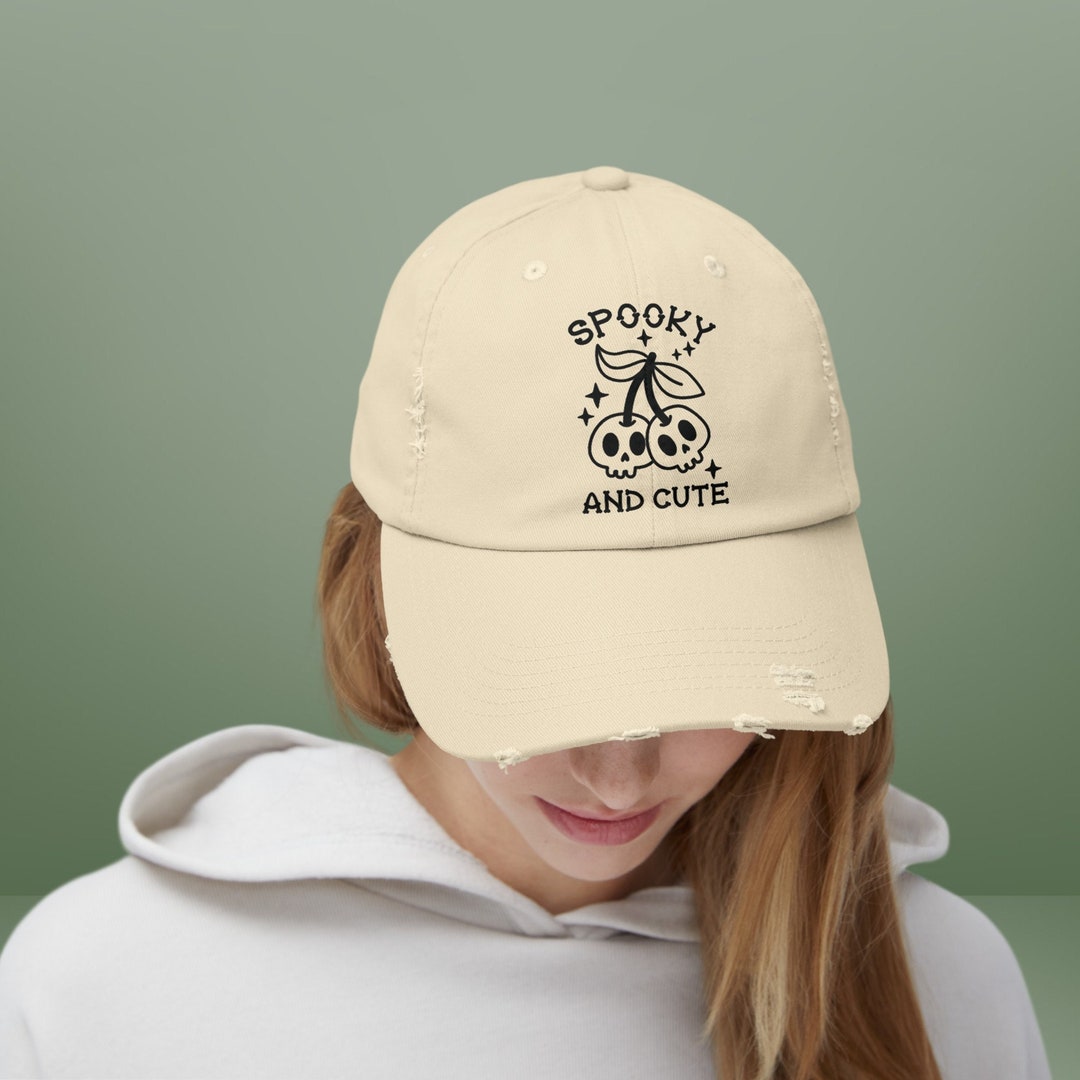 Spooky and Cute Hat Cute Womens Baseball Cap Distressed Classic Cotton ...