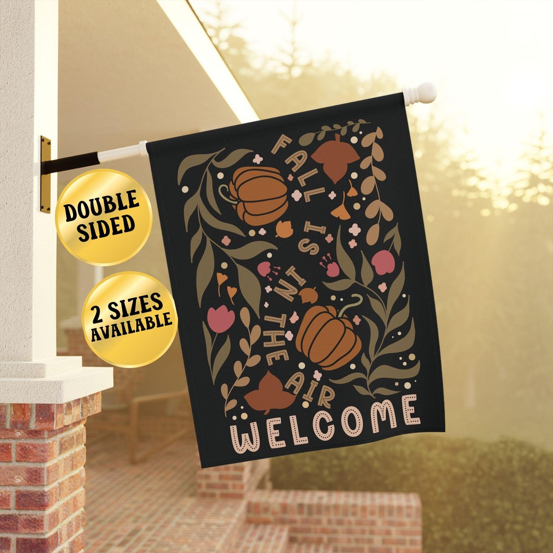Welcome Fall Flag Fall Outdoor Decor Autumn Porch Decor Happy Fall ...