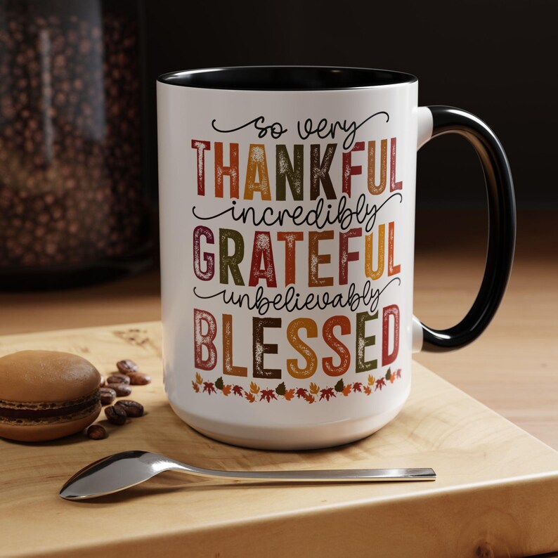 Thankful Grateful Blessed Coffee Mug: Autumn Ceramic Fall Gift - Etsy