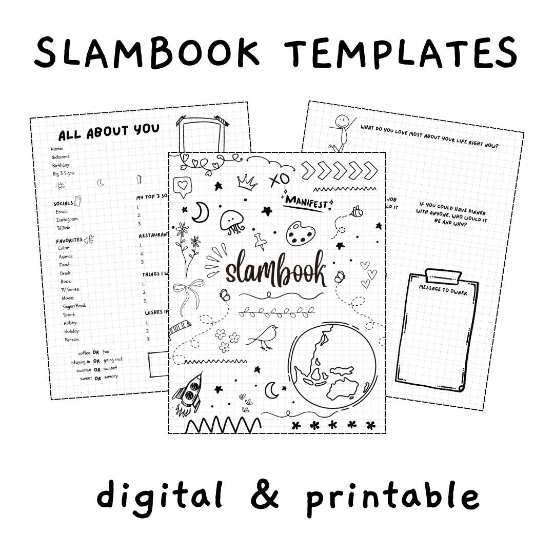Slambook for Adults - Simple & Customizable Design | Slumbook | Digital Download | Printable ...