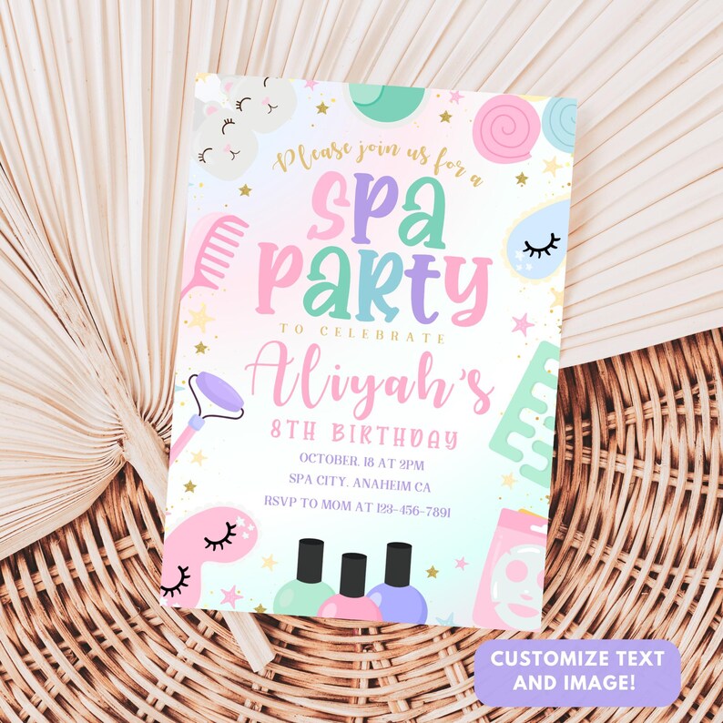 Editable Spa Party Invitation Tween Birthday Spa Party Invite Pamper ...