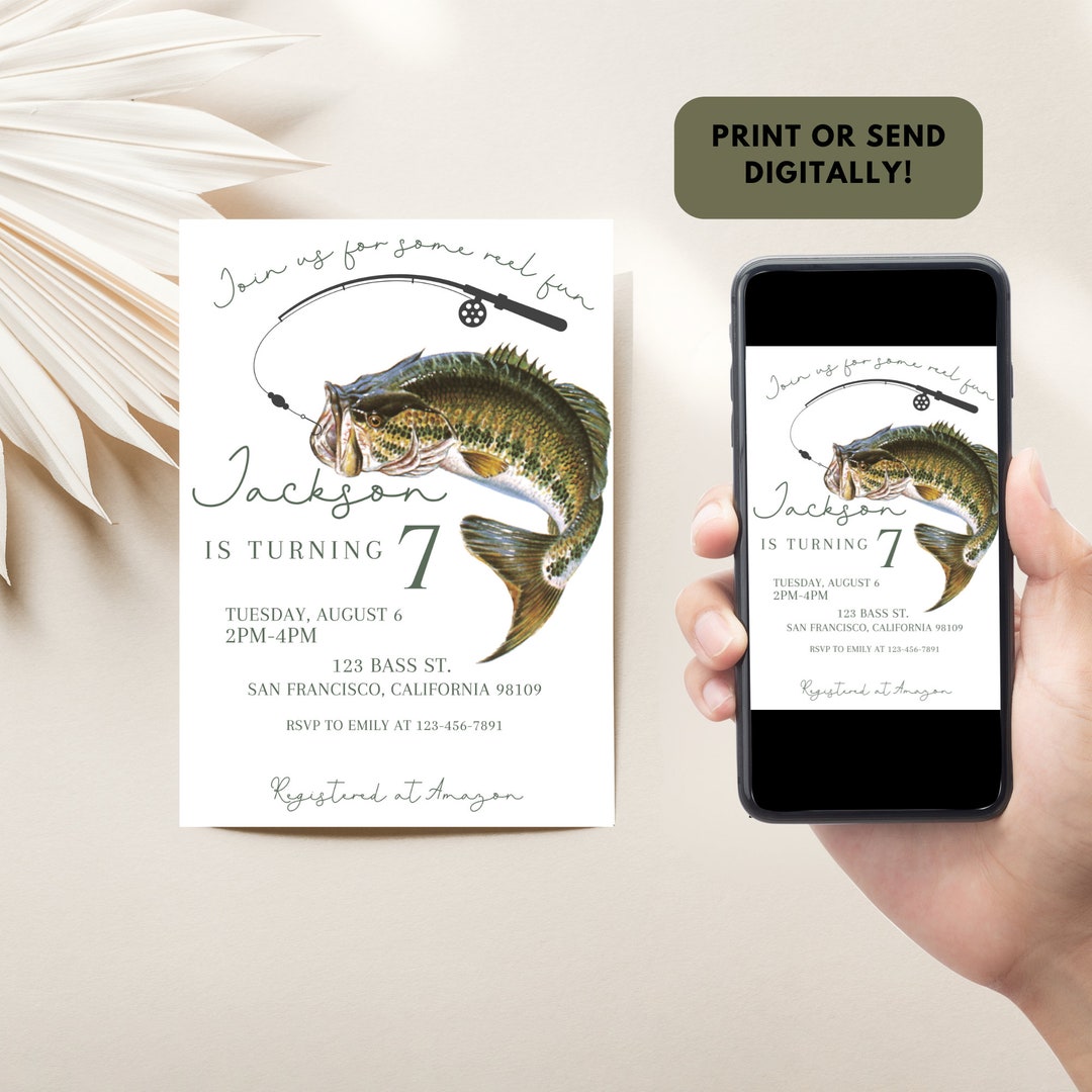 Editable Fishing Birthday Invitation Template, Fishing Birthday Invite ...