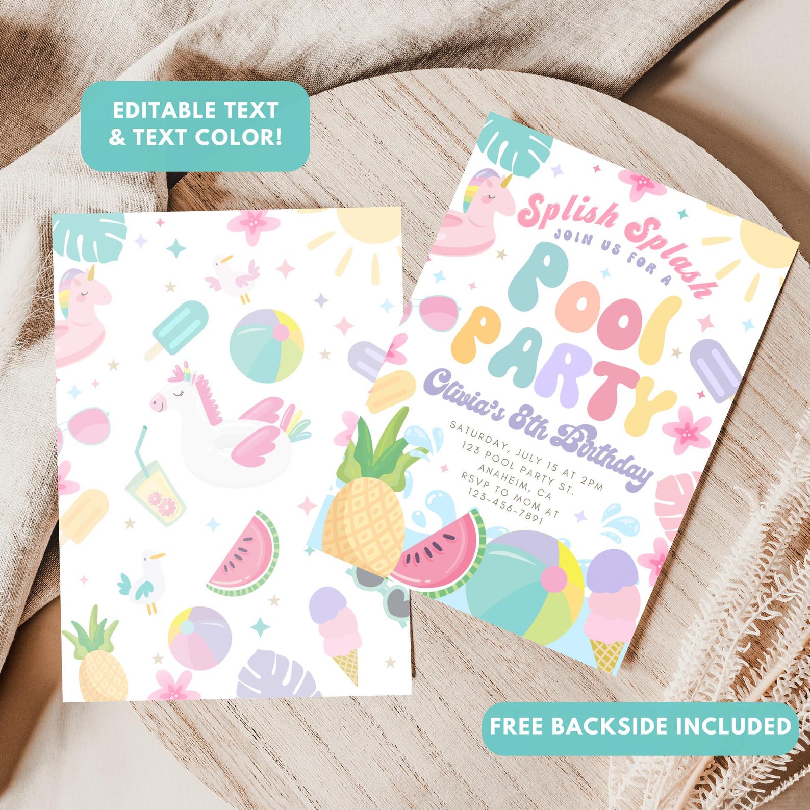 Electronic Editable Pool Party Birthday Invitation Splish Splash Pool ...