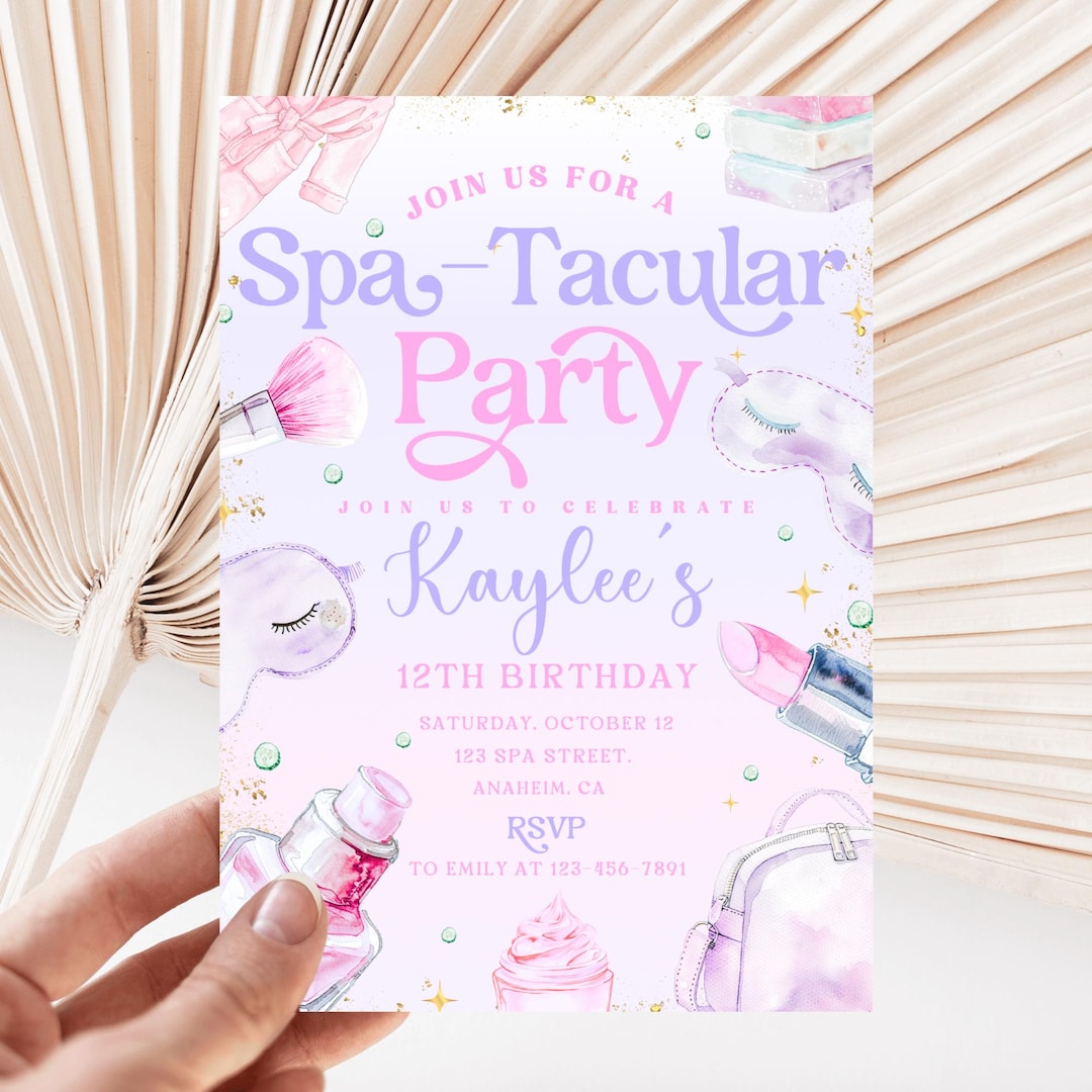 Editable Spa Party Invitation | Tween Birthday Spa Party Invite ...