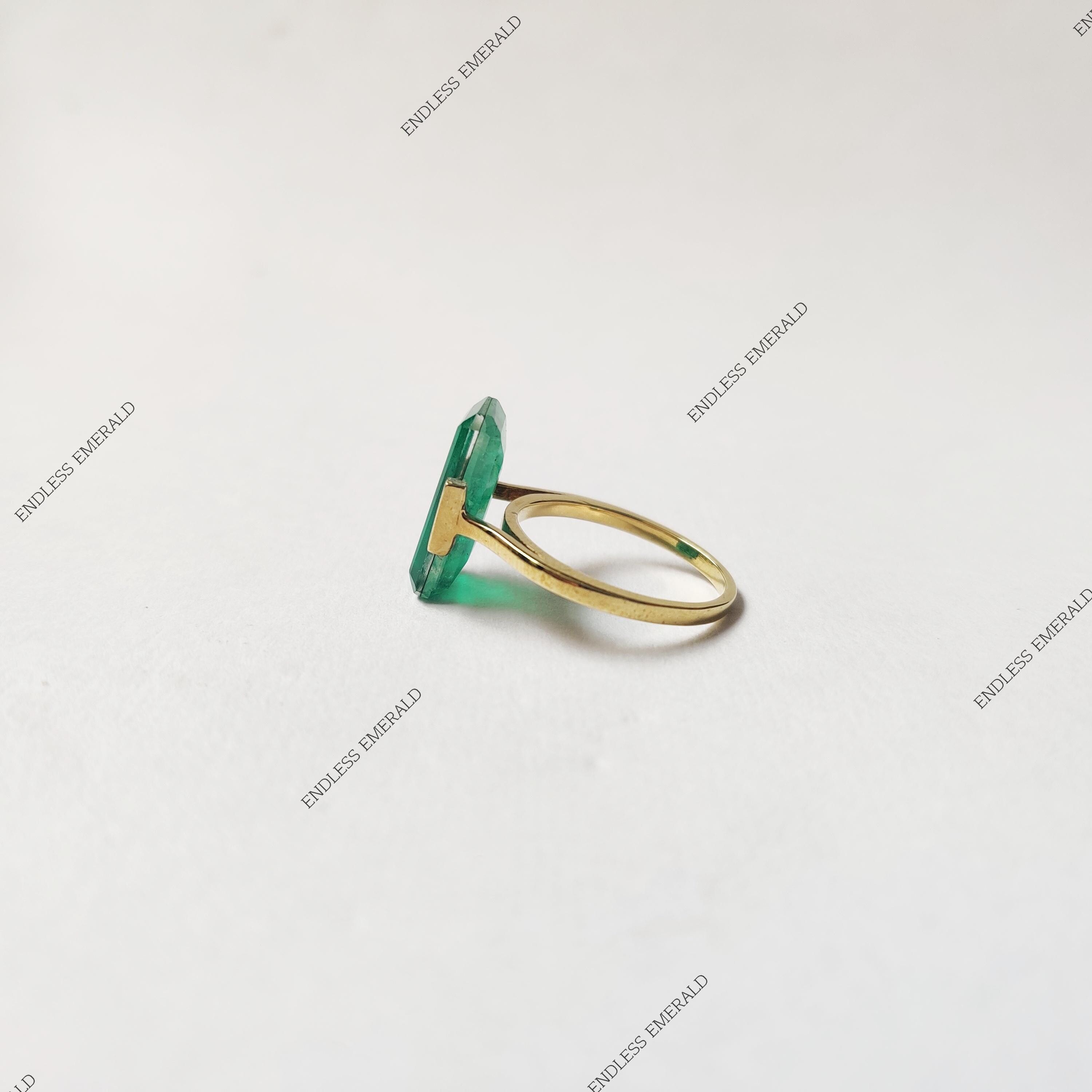 Green Emerald Cut With Inclusions 925 Sterling Silver Long Right Hand ...