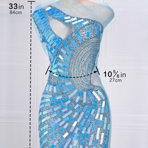 Aquamarine Mirror Rhinestone Bodice Applique for Woman's Dress ...