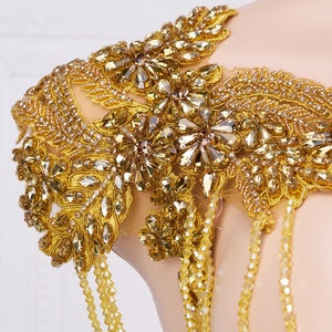 Handmade Rhinestone Bodice Shoulder Applique for Women Dress, Patch ...