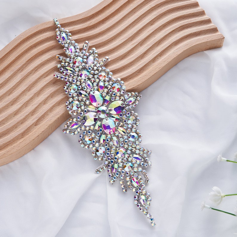 12 Colors Rhinestone Applique Handmade for Haute Women's Dresses Belt ...