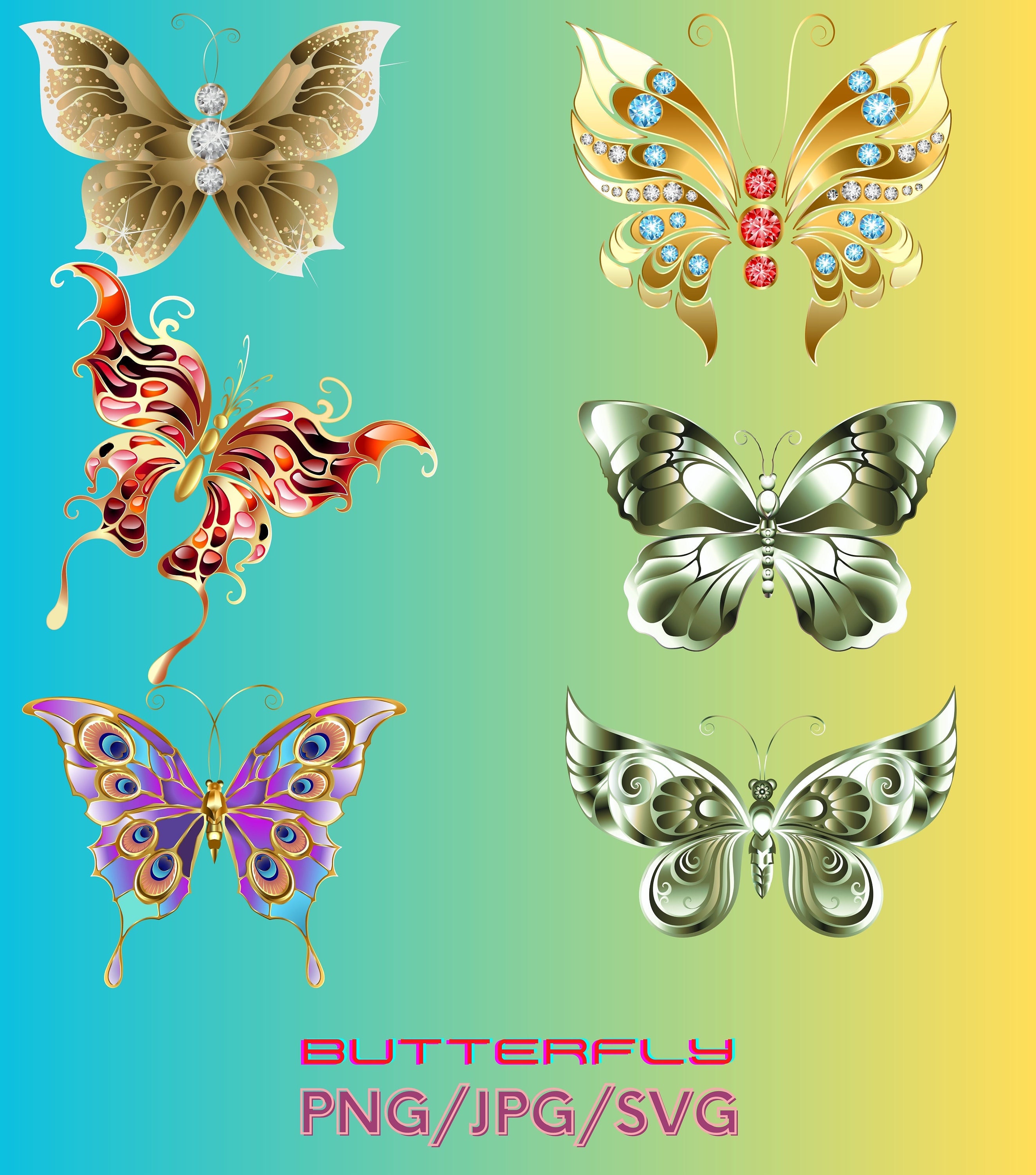 Designer Butterflies, Butterflies Digital Download, Digital Butterflies ...