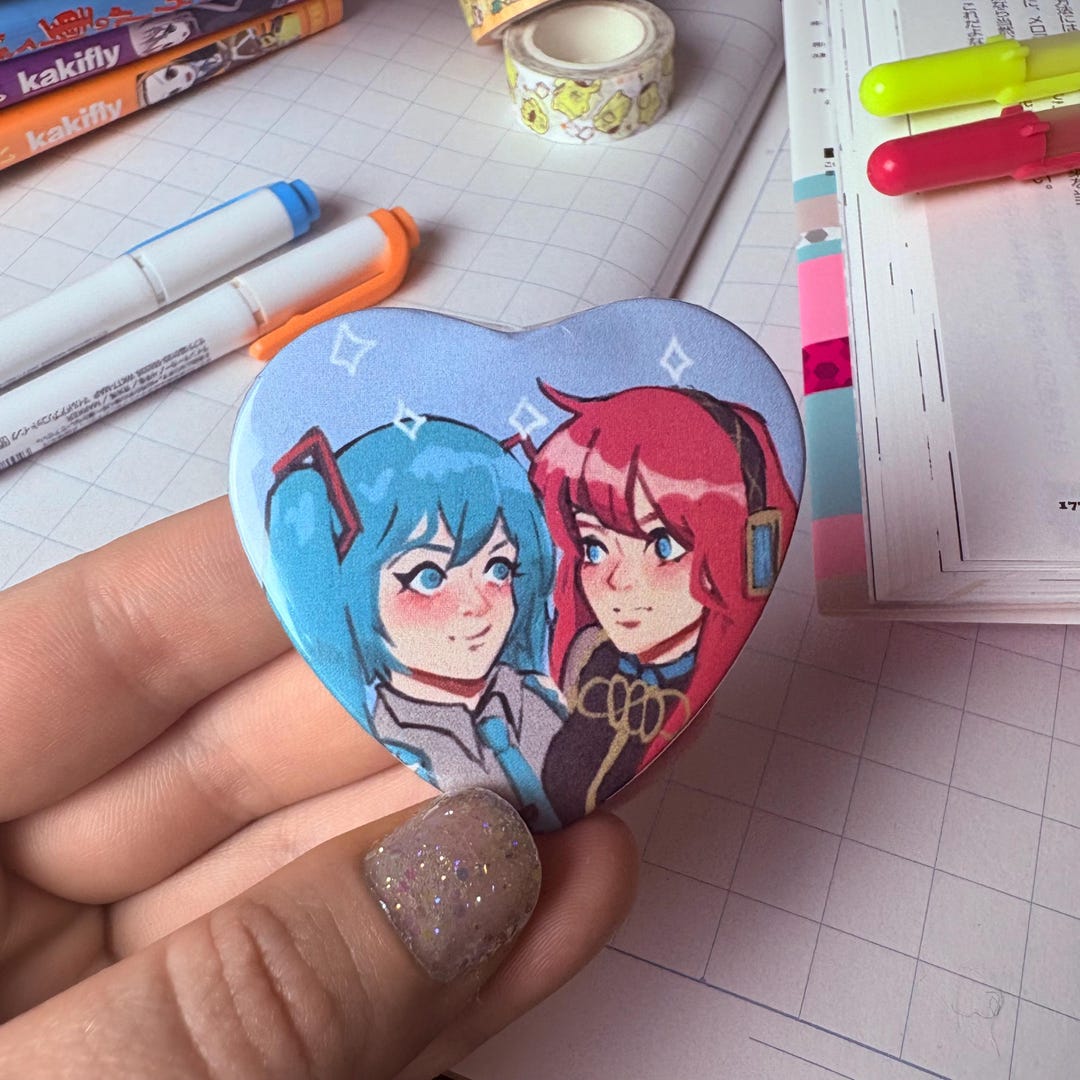 Miku X Luka Vocaloid Heart Shaped Button - Etsy