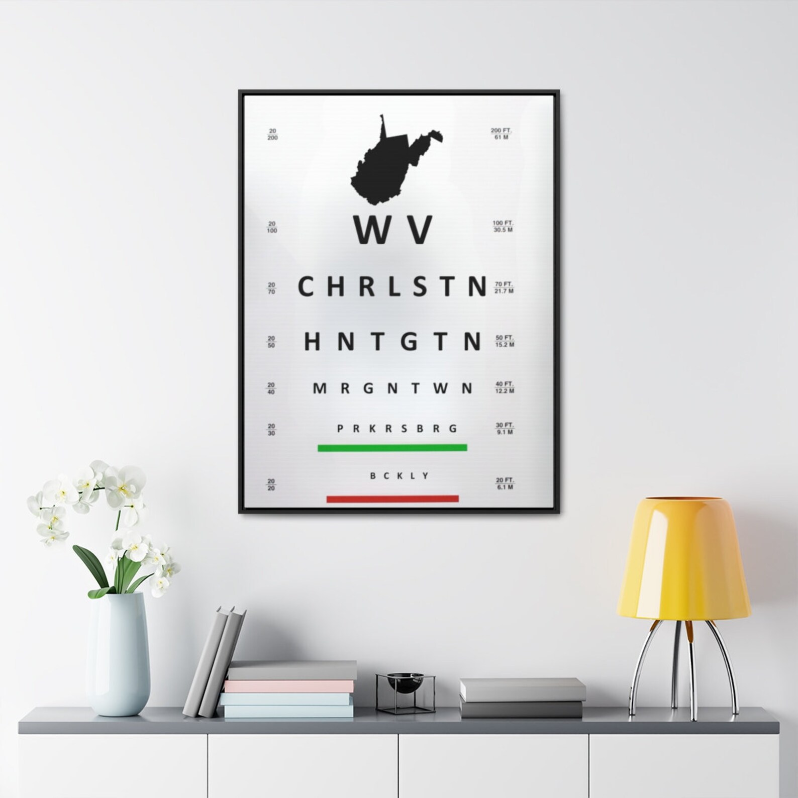 West Virginia Visual Acuity Chart Perfect Graduation Gift Wall Decor ...