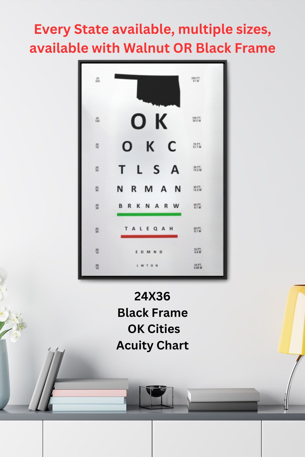 Oklahoma Visual Acuity Chart Perfect Graduation Gift Wall - Etsy