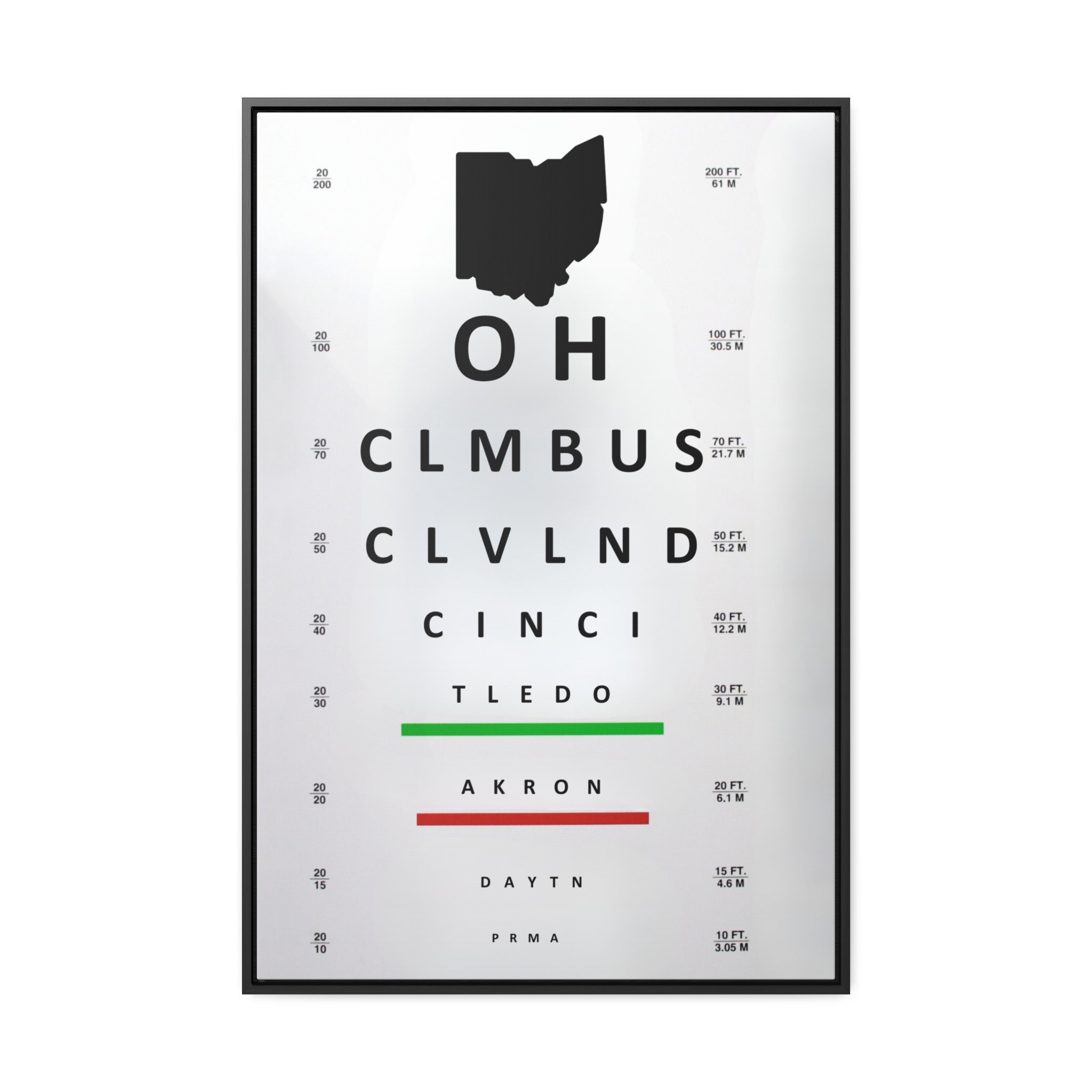 Ohio Visual Acuity Chart Perfect Graduation Gift Wall Decor for ...