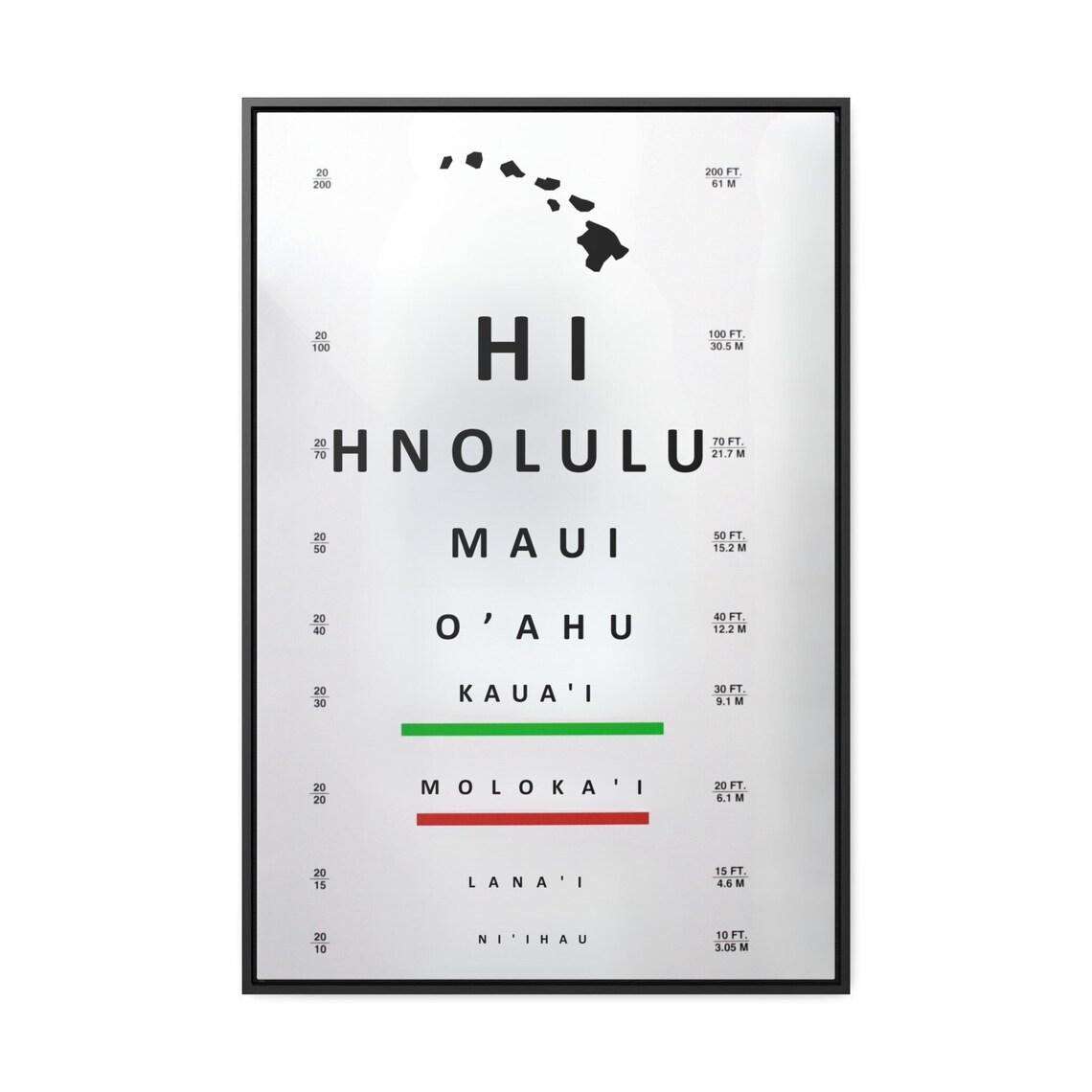 Hawaii Visual Acuity Chart Perfect Graduation Gift Wall Decor for ...