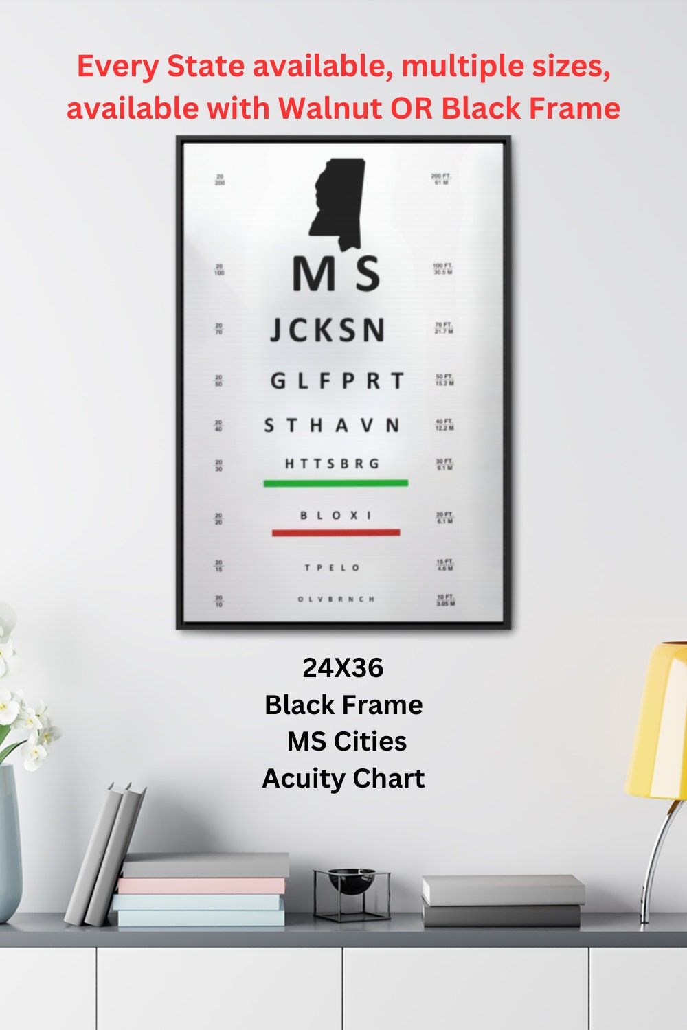 Mississippi Visual Acuity Chart Perfect Graduation Gift Wall Decor for ...