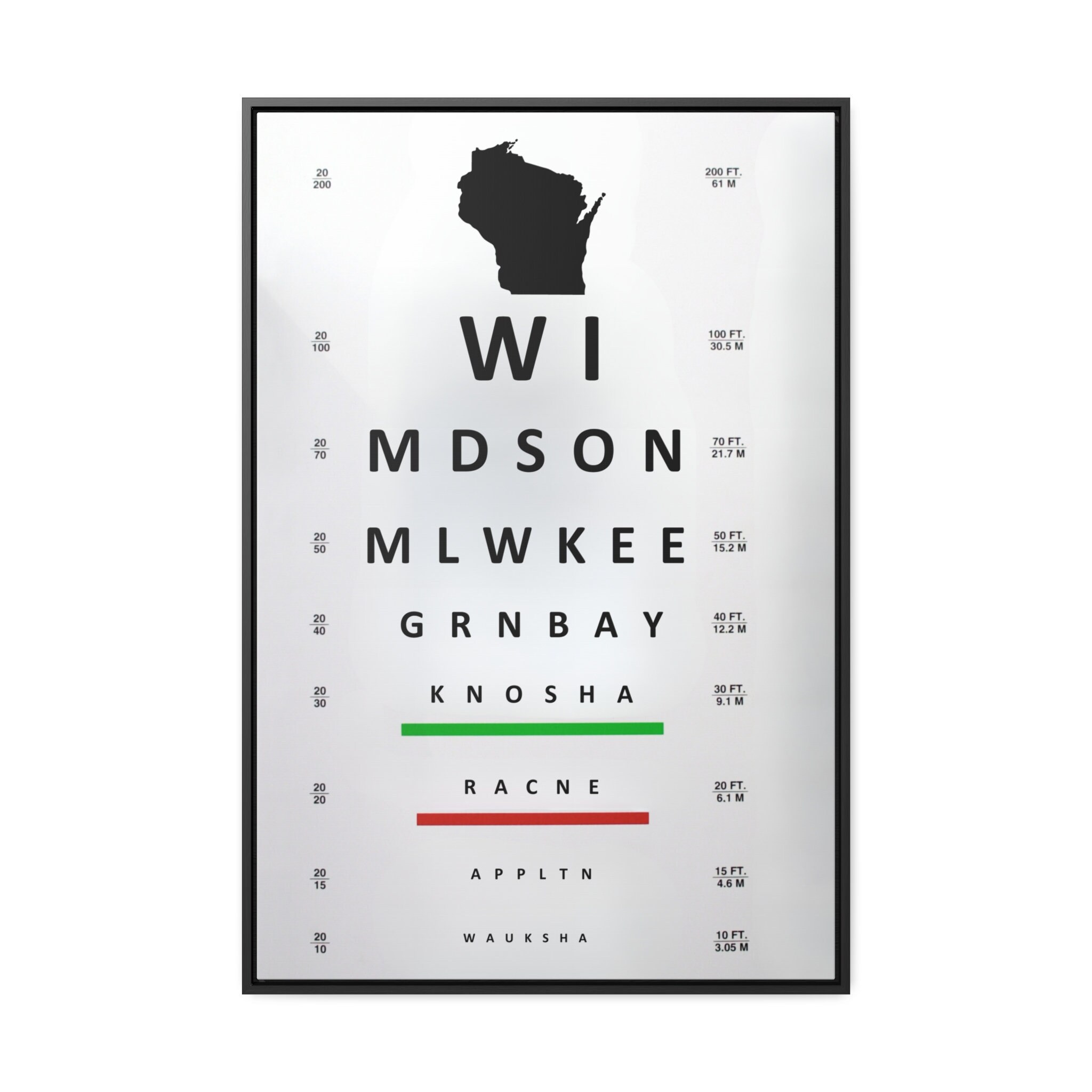 Wisconsin Visual Acuity Chart Perfect Graduation Gift Wall Decor for ...