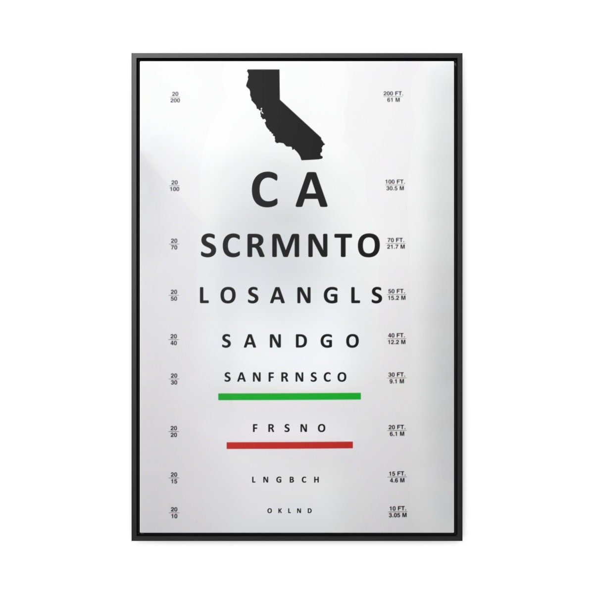 California Visual Acuity Chart Perfect Graduation Gift Wall Decor for ...