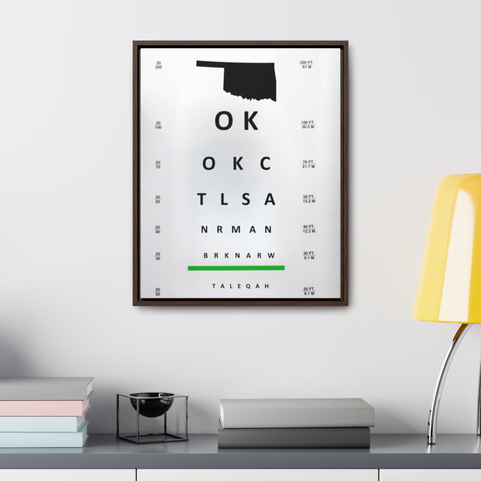 Oklahoma Visual Acuity Chart Perfect Graduation Gift Wall Decor for ...