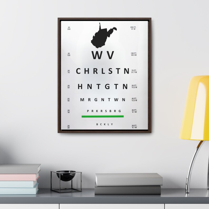 West Virginia Visual Acuity Chart Perfect Graduation Gift Wall Decor ...